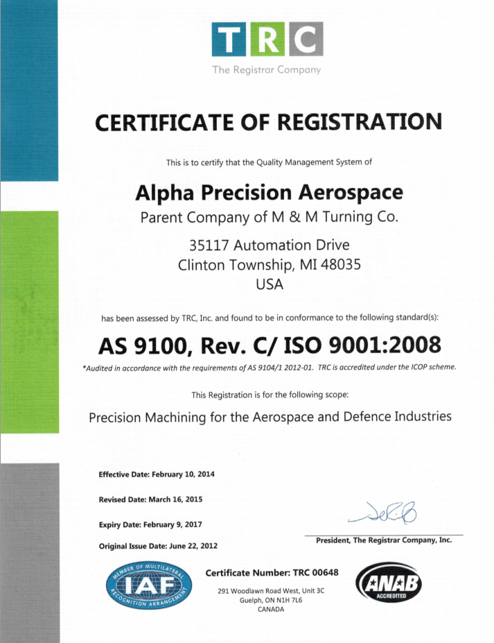 Quality - Alpha Precision Aerospace